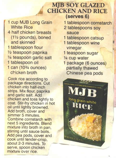 MJB Soy Glazed Chicken and Rice – Tim’s Mom’s Cook Books